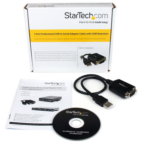 StarTech.com 1 Port Professional USB to Serial Adapter Cable with COM Retention – Transparent