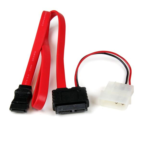 StarTech.com 20in Slimline SATA to SATA with LP4 Power Cable Adapter ...