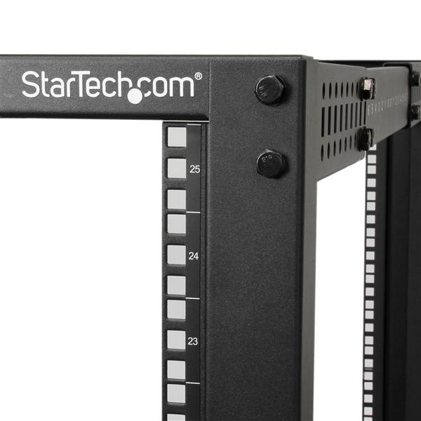 StarTech.com 25U Adjustable Depth Open Frame 4 Post Server Rack w/ Casters / Levelers and Cable ...