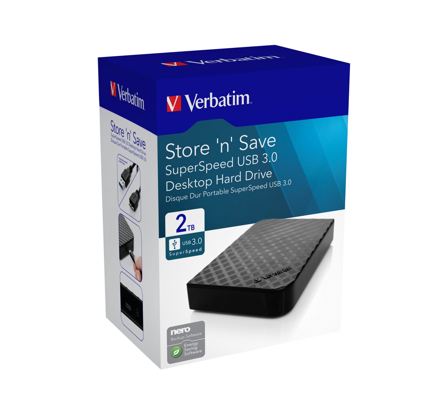 Verbatim Store ‘n’ Save external hard drive 2000 GB Black – Transparent