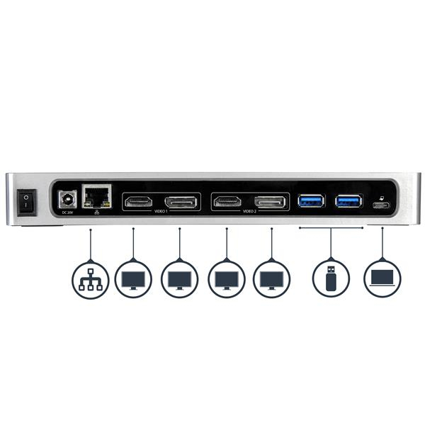 StarTech.com Dual-4K Docking Station with 6 x USB 3.0 Ports – Transparent