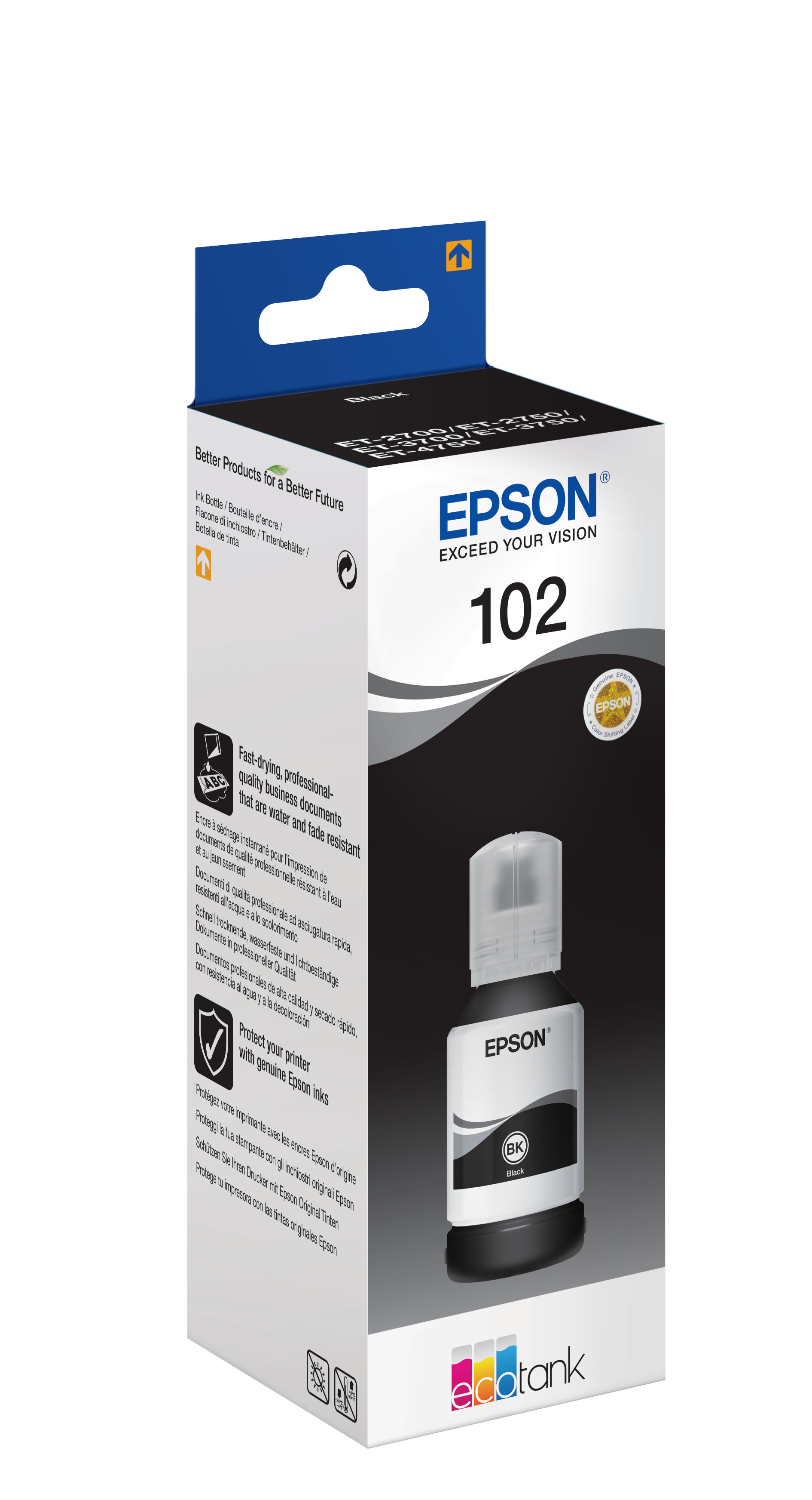 Epson 102 EcoTank Pigment Black ink bottle – Transparent