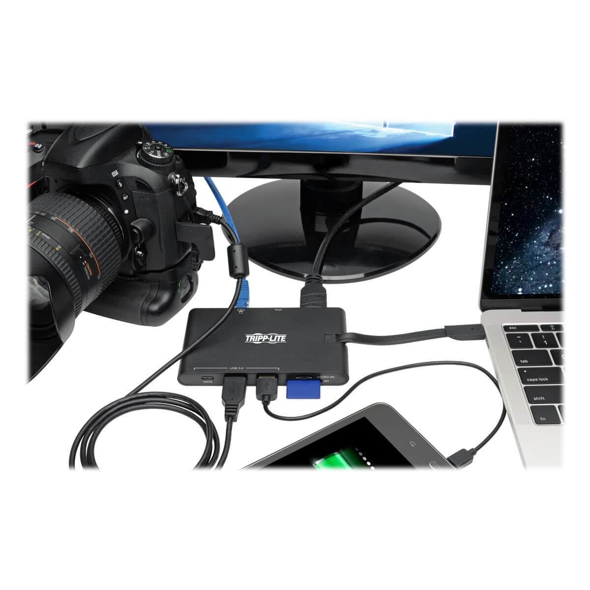 Tripp Lite USB-C Laptop Docking Station – HDMI, VGA, GbE, 4K @ 30 Hz ...