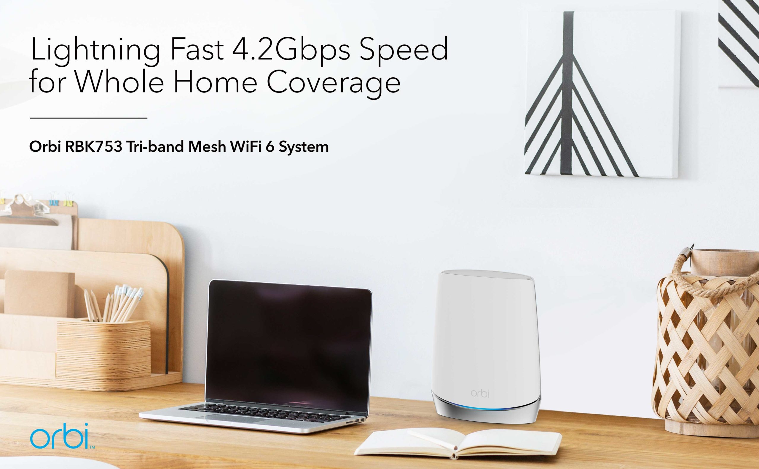 Netgear Orbi WiFi 6 wireless router Tri-band (2.4 GHz / 5 GHz / 5 GHz ...