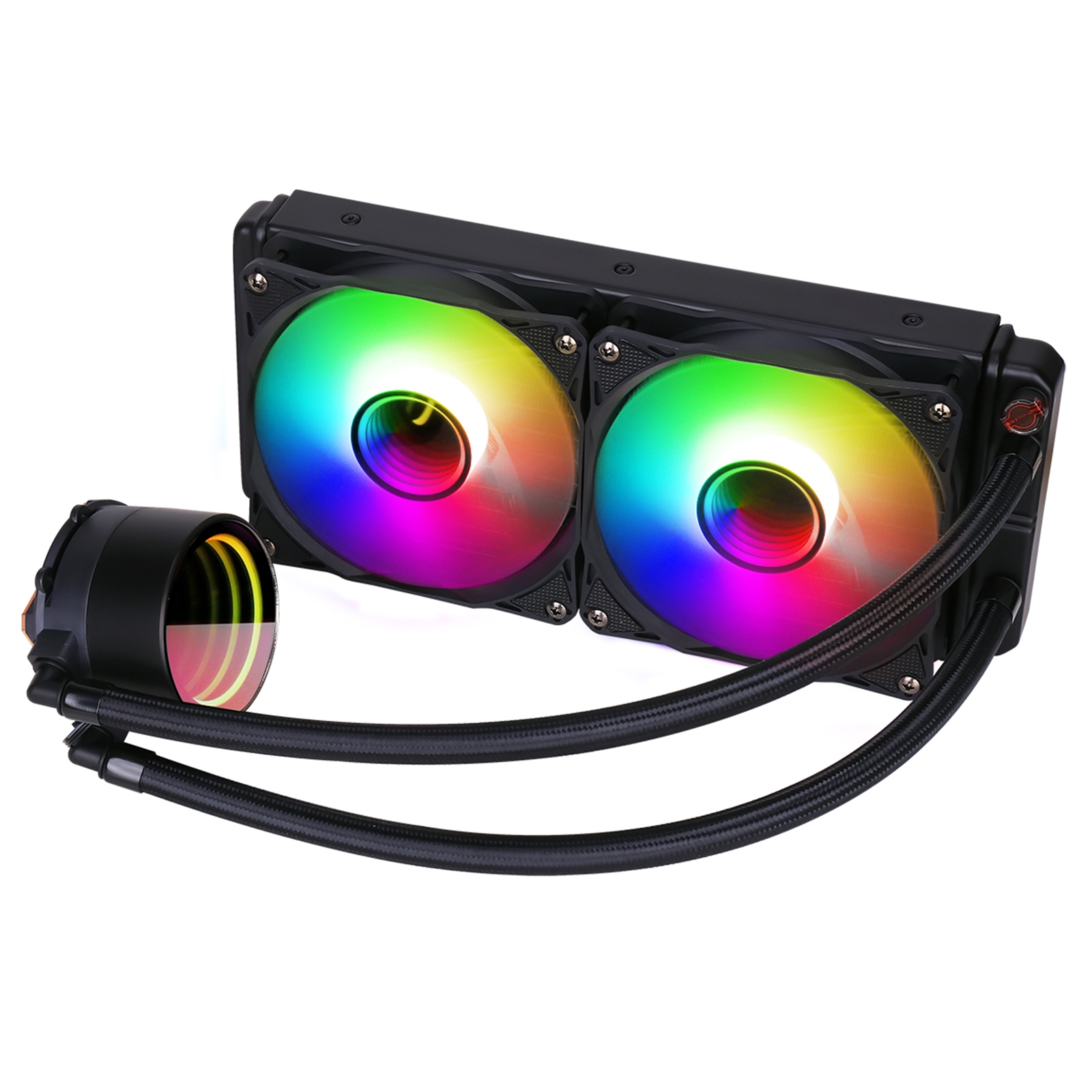 CiT Pro Glacier Infinity Black AIO Cooler, 240mm, 2x 120mm ARGB Fans ...