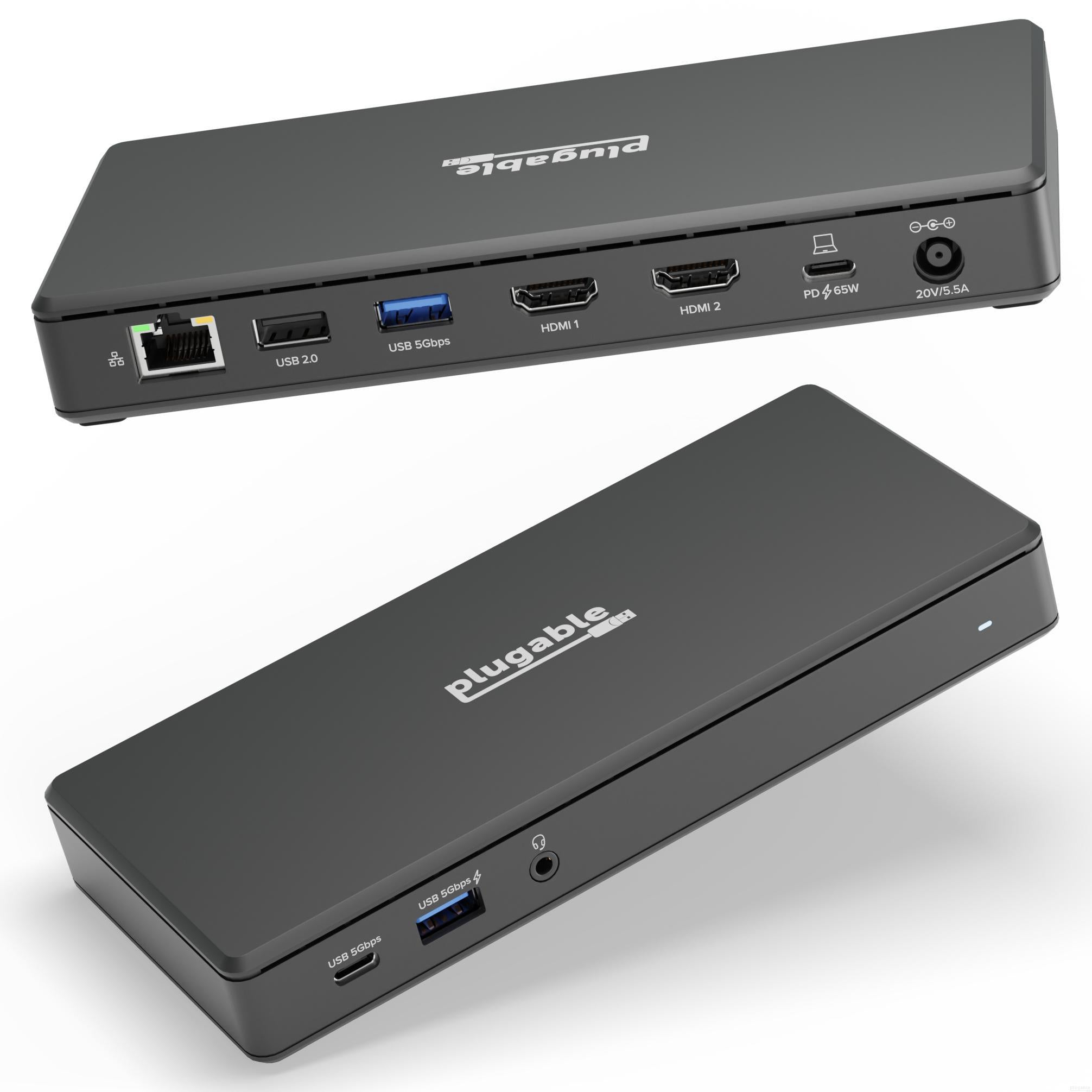 Plugable Technologies USB C Docking Station Dual Monitor 2 HDMI Ports, Power Delivery Dock, Dual ...