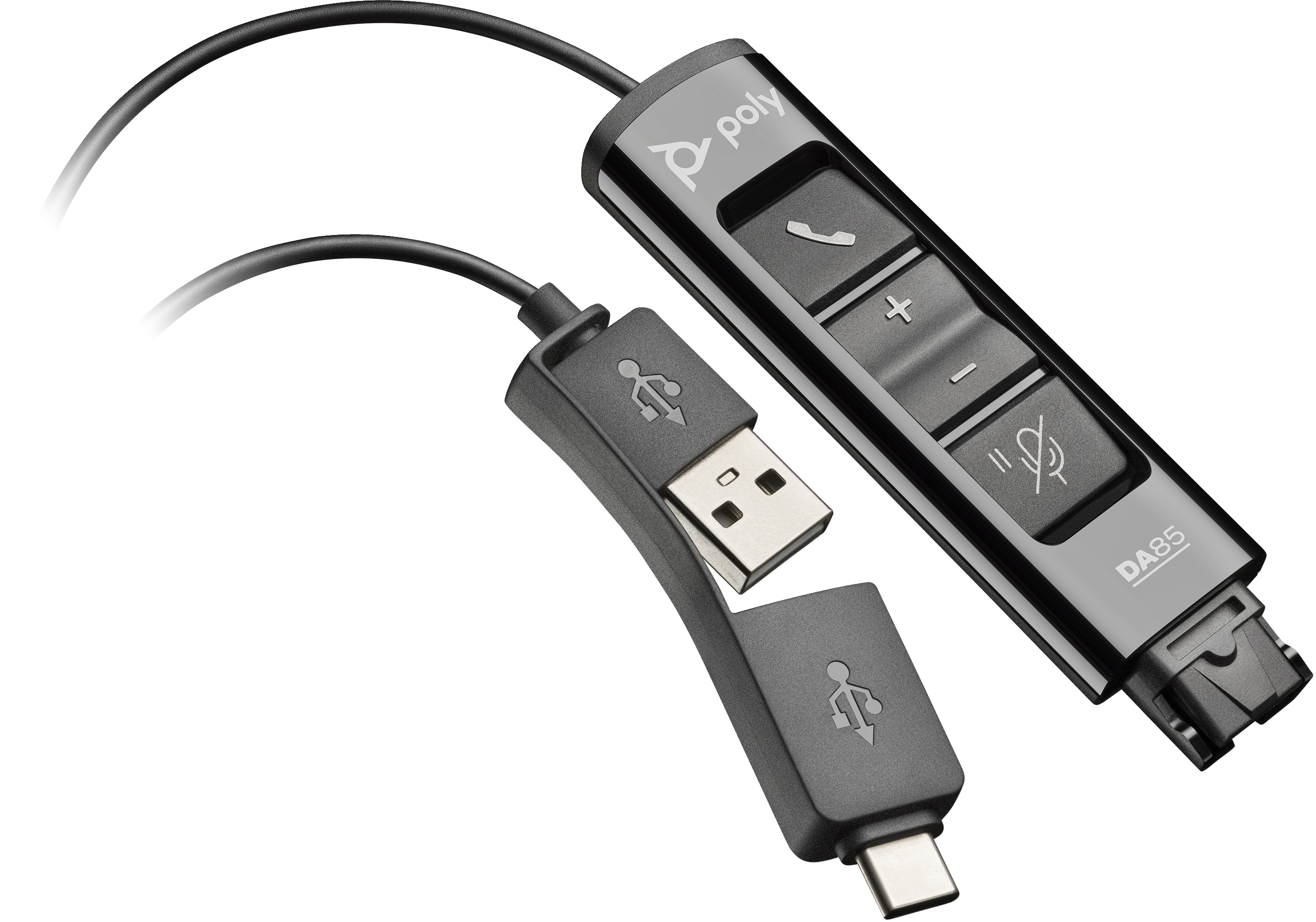 POLY DA85 USB to QD Black Adapter TAA – Transparent