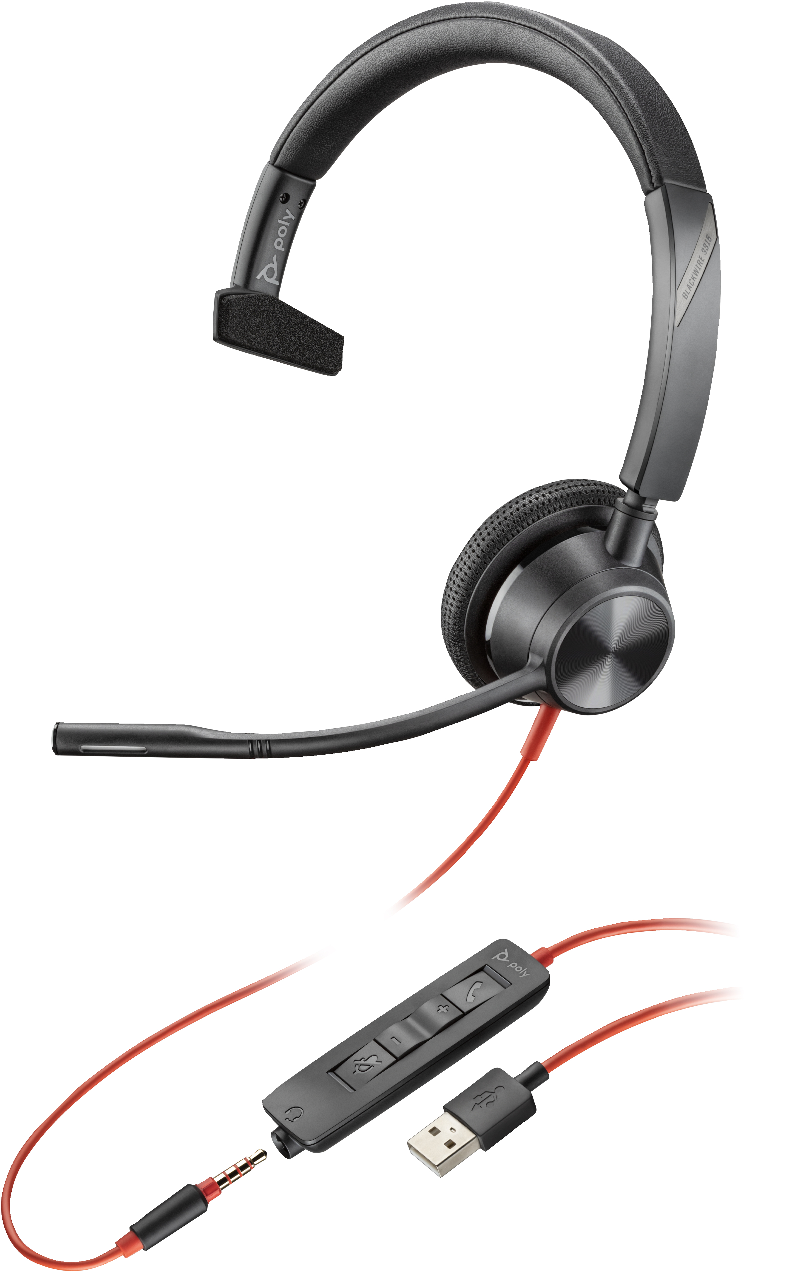 POLY Blackwire 3315 USB-A Headset – Transparent