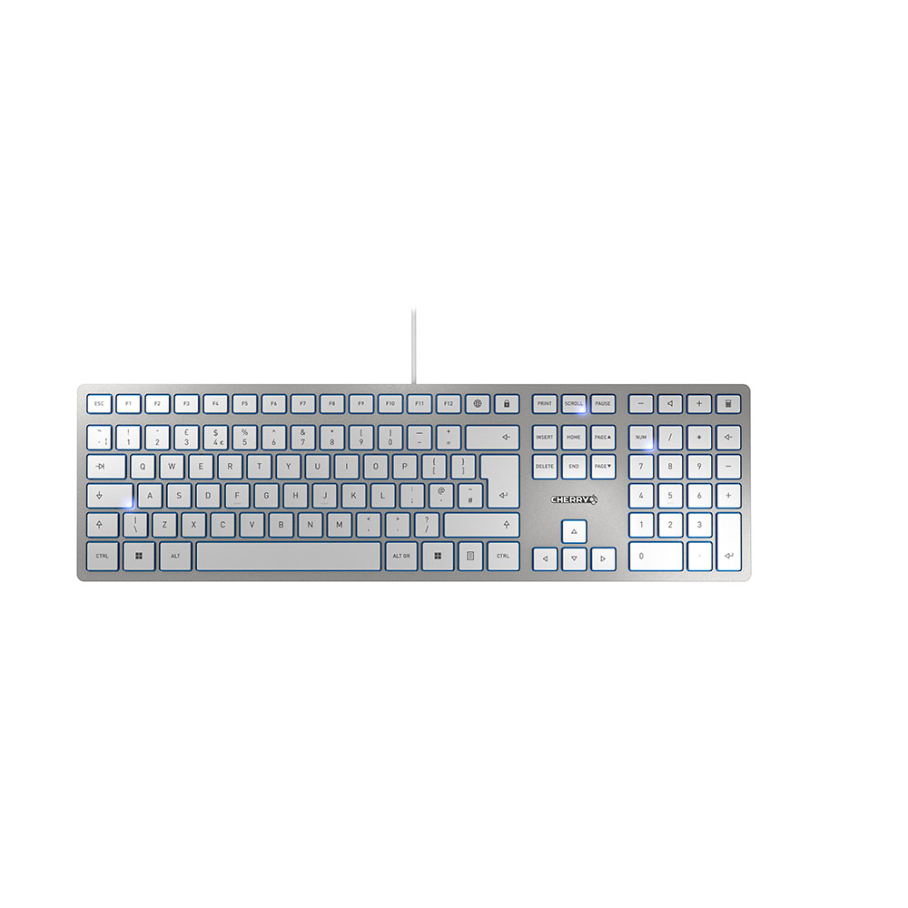 CHERRY KC 6000 SLIM Corded Keyboard, Silver/White, USB (QWERTY – UK ...