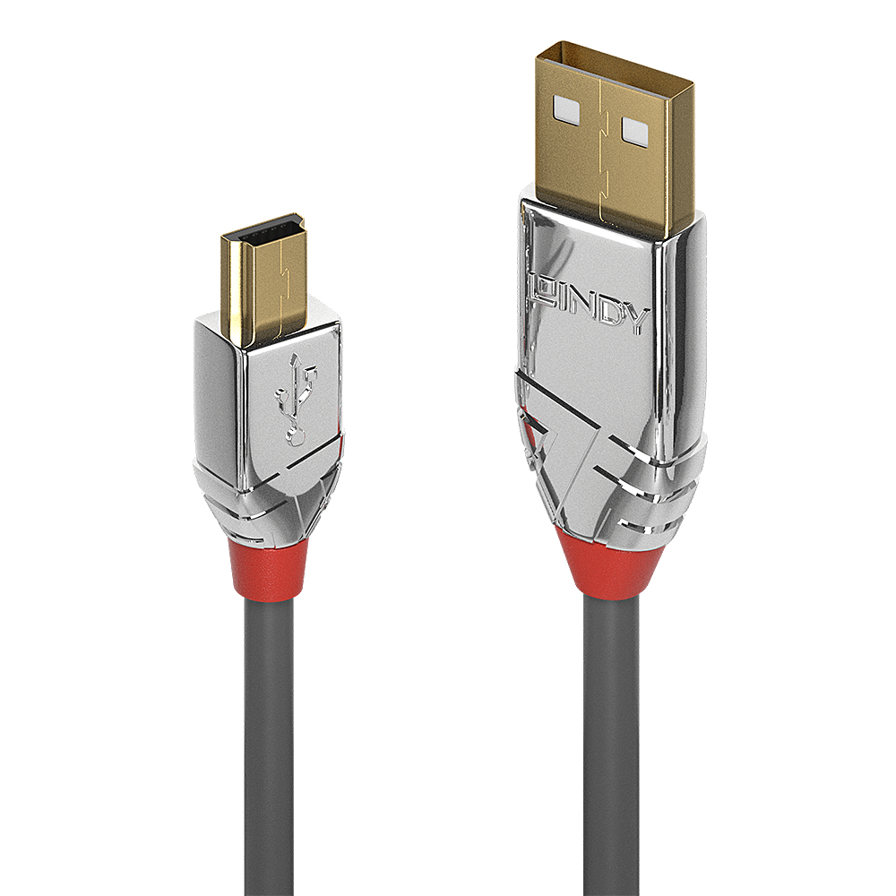 Lindy 1m USB 2.0 Type A to Mini-B Cable, Cromo Line – Transparent