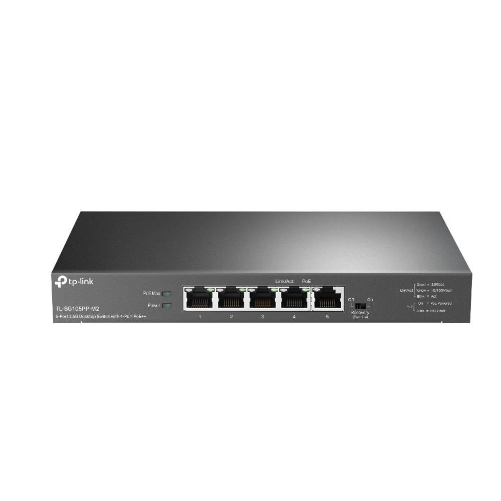 TP-Link 5-Port 2.5G Desktop Switch with 4-Port PoE++ – Transparent