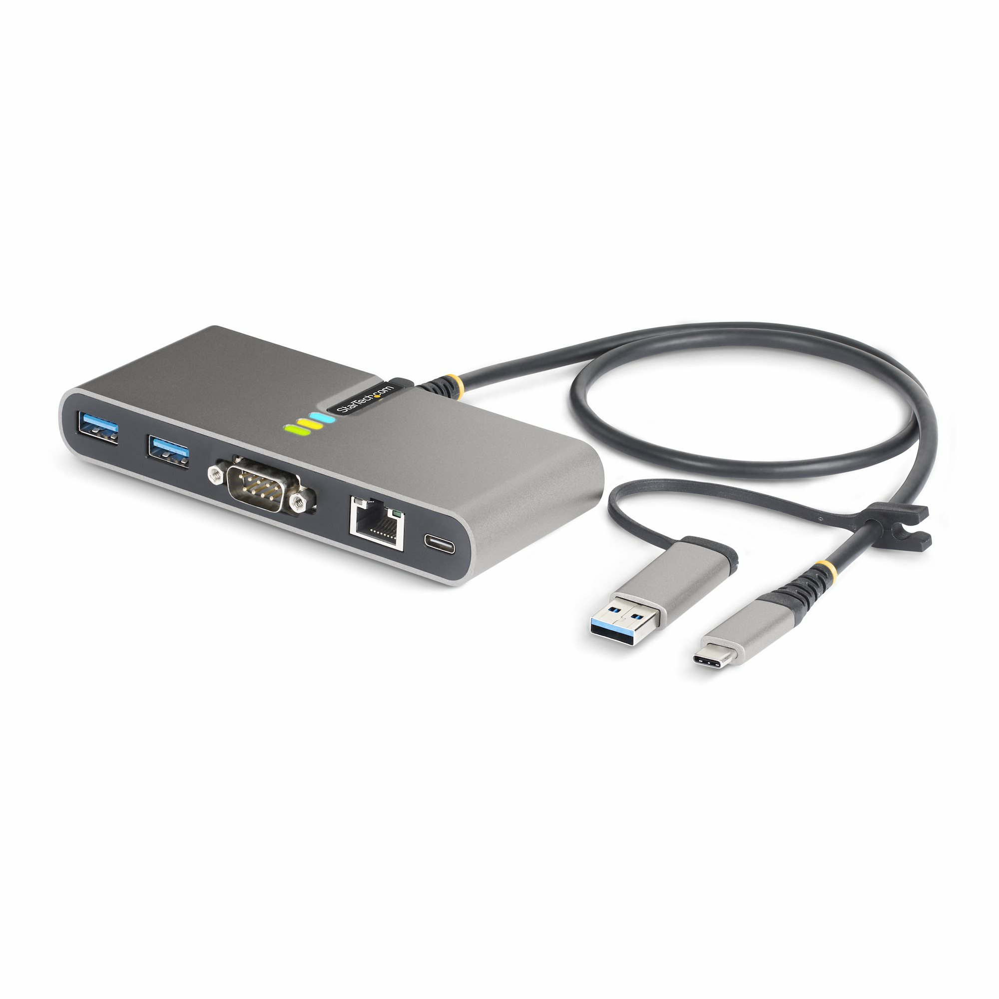 StarTech.com 2-Port USB-C Hub with Ethernet and RS-232, Attached USB-C ...