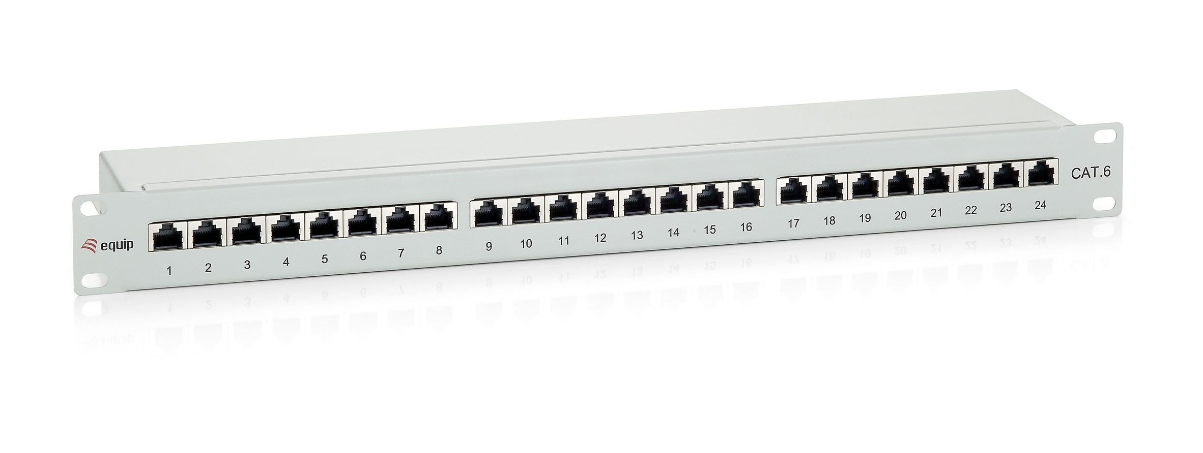 Equip 24-Port Cat.6 Shielded Patch Panel, Light Grey – Transparent