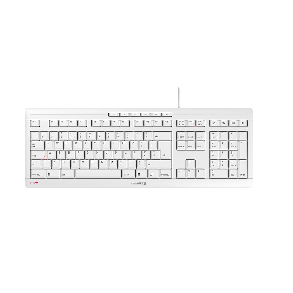 CHERRY STREAM KEYBOARD Corded Keyboard, Light Grey, USB (QWERTY – UK ...