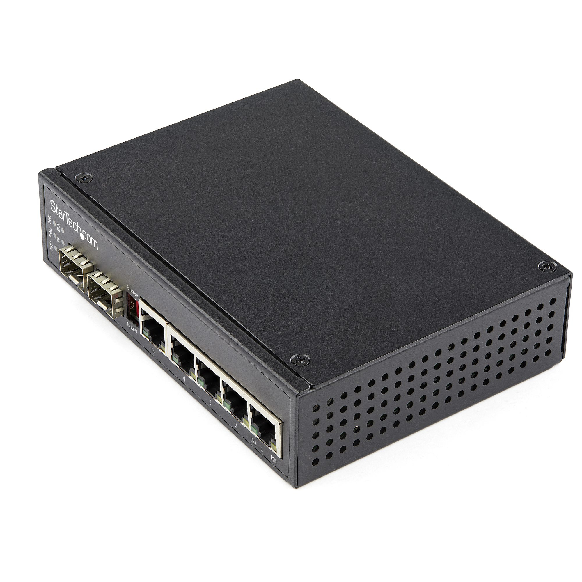 StarTech.com Industrial 5 Port Gigabit Ethernet Switch 5 PoE RJ45 +2 ...