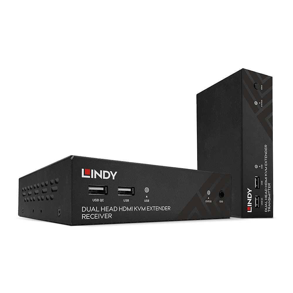 Lindy 150m Cat.6 Dual Head HDMI, USB & RS232 Extender – Transparent