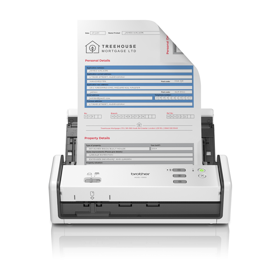 Brother ADS-1300 ADF scanner 600 x 600 DPI A4 White – Transparent