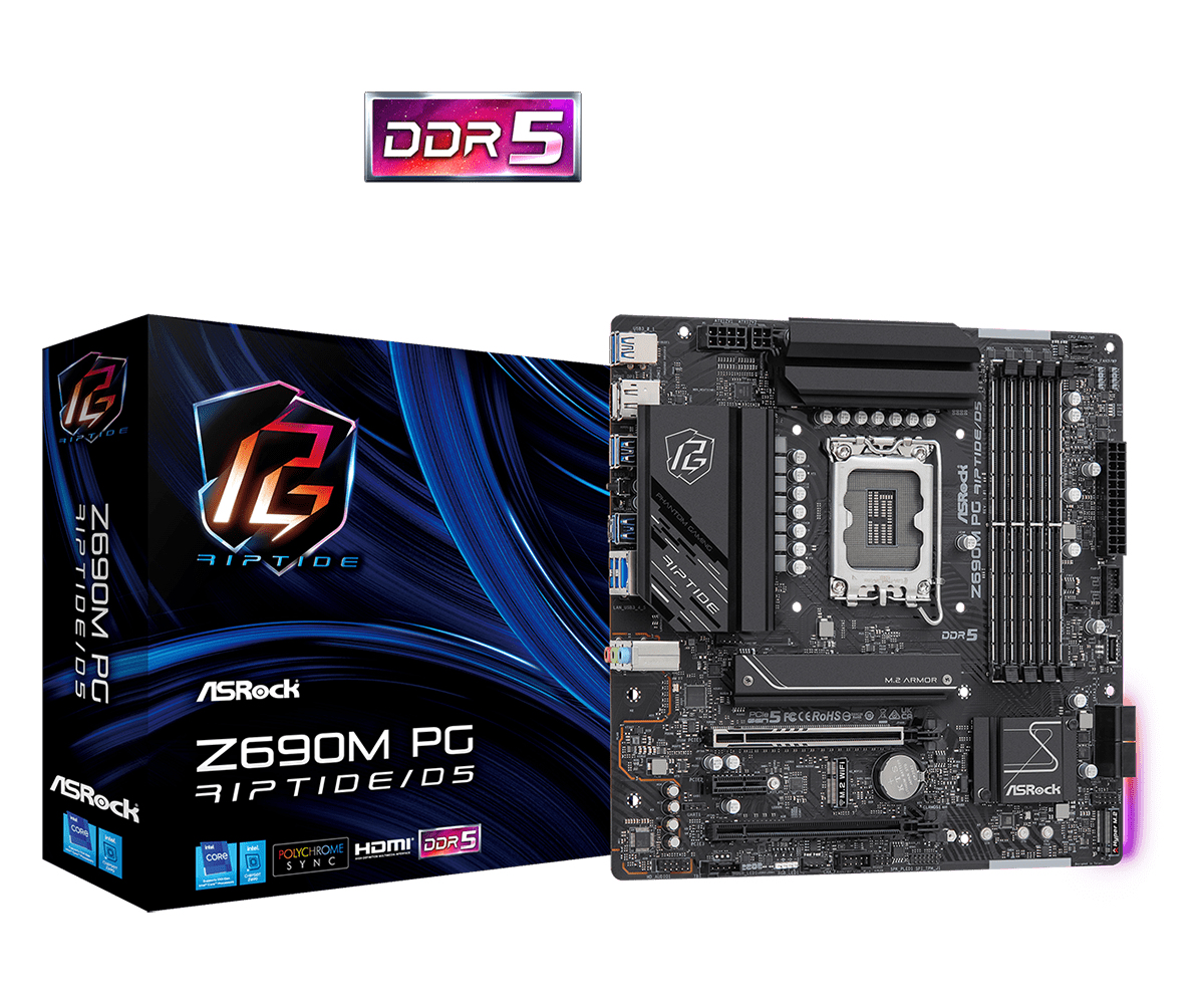 Asrock Z690M PG Riptide/D5 Intel Z690 LGA 1700 micro ATX – Transparent