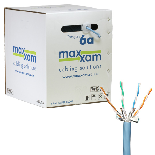 Cablenet Cat6a Ice Blue U/FTP LSOH 23AWG Solid CPR Dca Cable 305m Reel ...