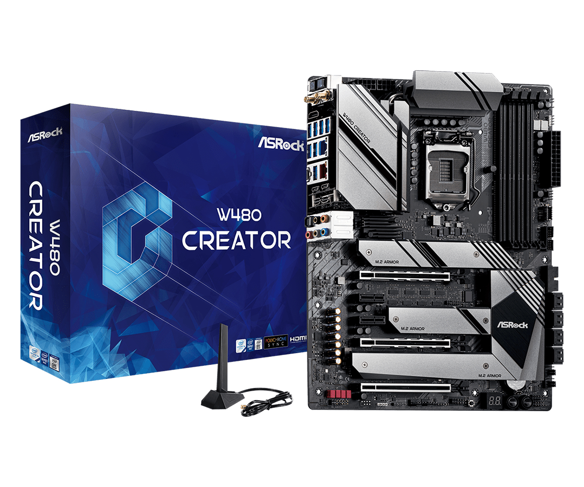 Asrock W480 CREATOR motherboard Intel W480 LGA 1200 ATX – Transparent