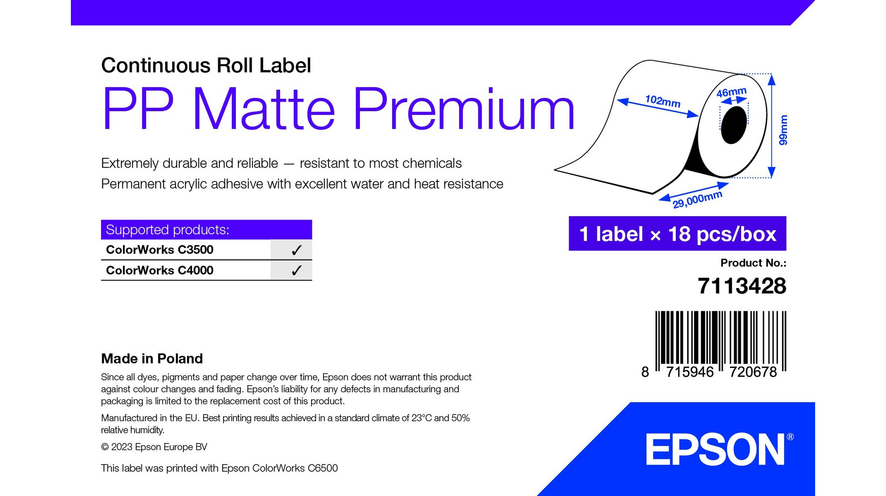 Epson 7113428 printer label White Self-adhesive printer label – Transparent