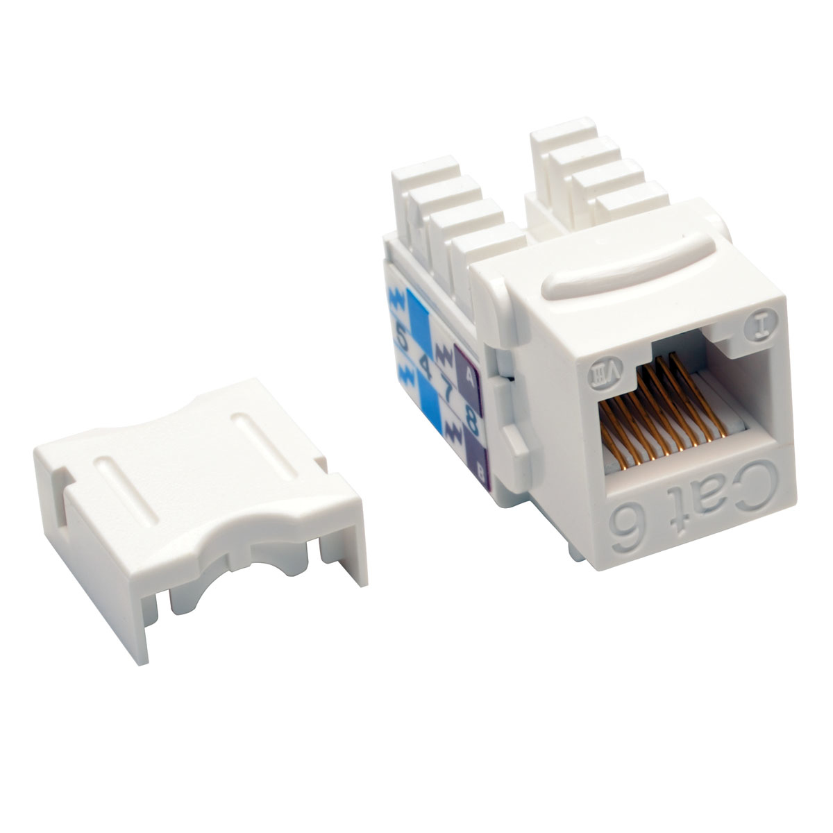 Tripp Lite Cat6 / Cat5e 110 Style Punch Down Keystone Jack RJ45 – White – Transparent